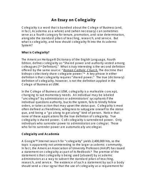 An Essay on Collegiality - Usmnews.net