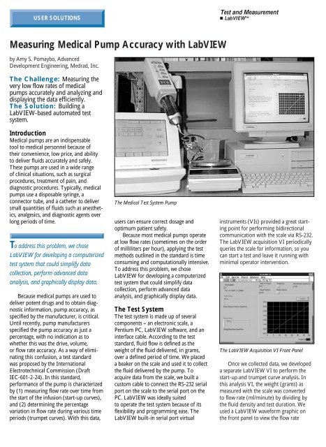Measuring Medical Pump Accuracy with LabVIEW