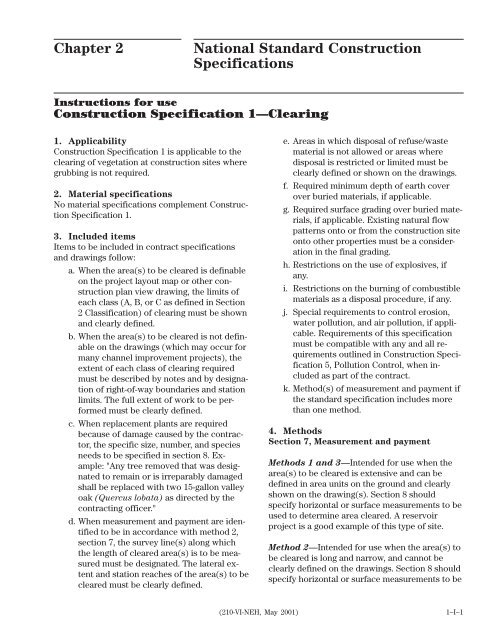 National Standard Construction Specifications - NRCS Irrigation ...