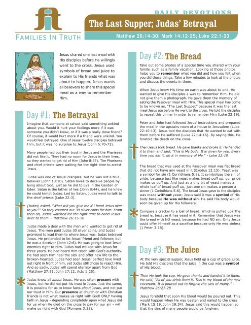 The Last Supper; Judas' Betrayal