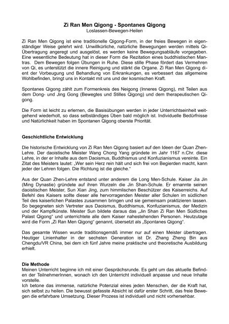 Zi Ran Men Qigong - Spontanes Qigong - Ulla Althans