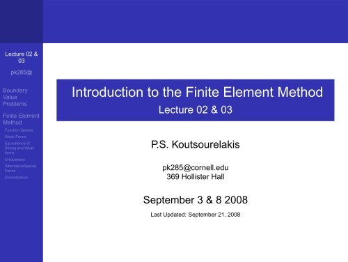 Introduction To The Finite Element Method Lecture 02 And 03