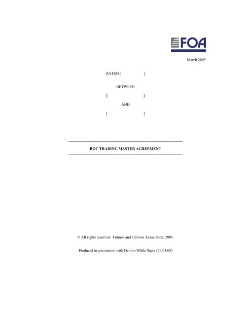 Renewable Obligation Certificate Trading Master Agreement