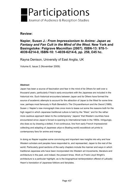 Napier, Susan J.: From Impressionism to Anime - Participations