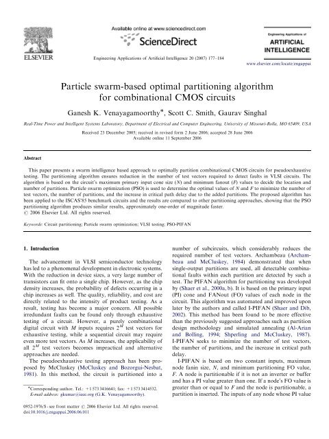 Particle Swarm Based Optimal Partitioning Algorithm For Rtpis