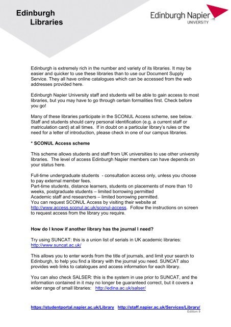 Edinburgh Libraries - Edinburgh Napier University