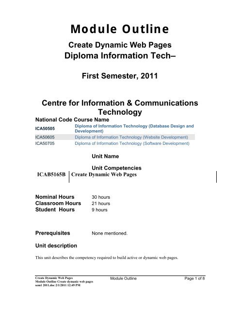 Module Outline - CICT server
