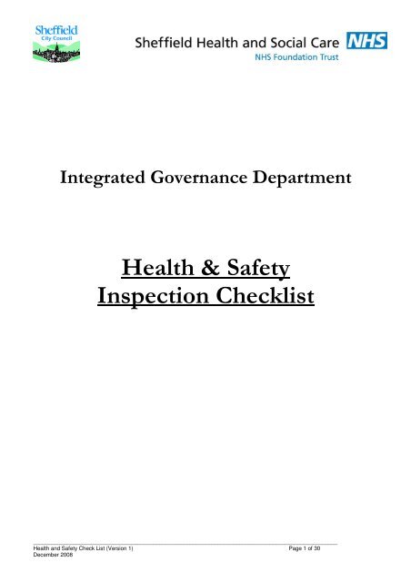 Health & Safety Inspection Checklist - NHS