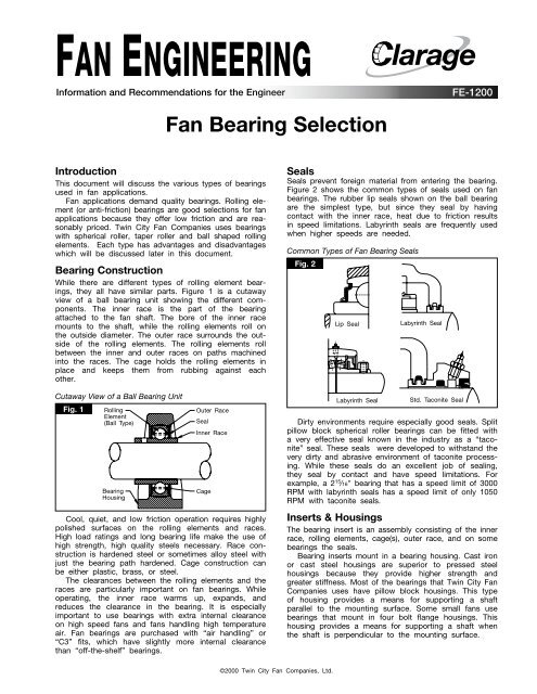 Fan Bearing Selection - Clarage