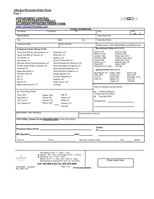 Allergen Physician Order Form.fm - Mayo Medical Laboratories