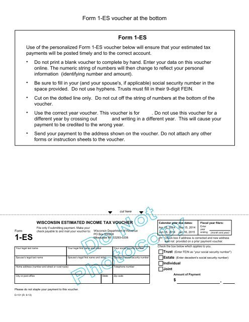 Wi Dor Income Tax Form 1 Es 2023 - Printable Forms Free Online