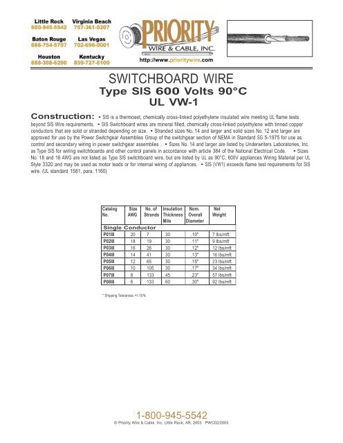 SWITCHBOARD WIRE - Priority Wire & Cable
