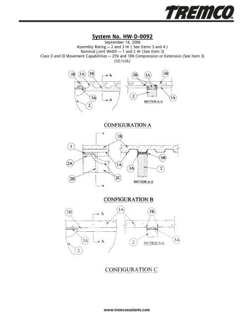 System No. HW-D-0092 - Tremco Sealants