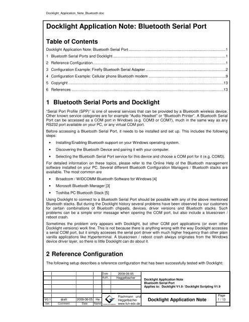 Docklight Application Note: Bluetooth Serial Port