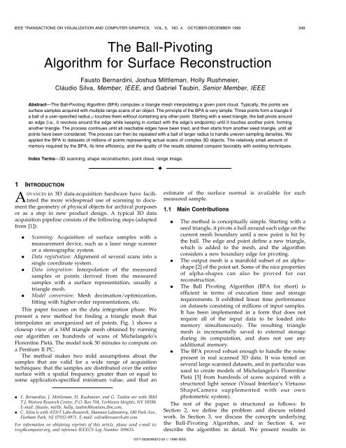 The Ball-Pivoting Algorithm for Surface Reconstruction - TAUBIN ...