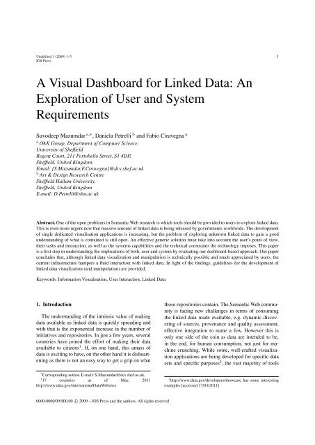 A Visual Dashboard For Linked Data Semantic Web Journal