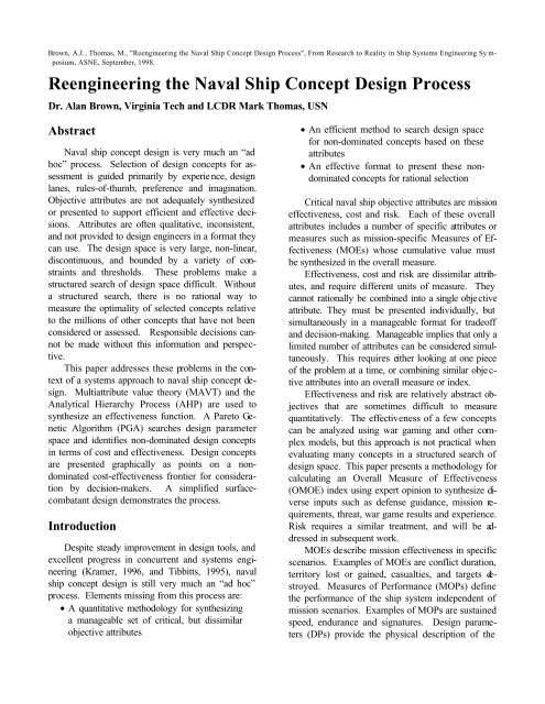 Reengineering the Naval Ship Concept Design Process