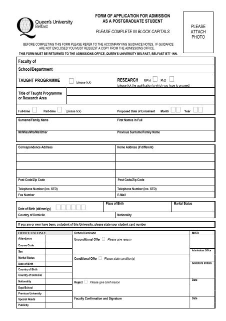 PLEASE ATTACH PHOTO FORM OF APPLICATION FOR ...