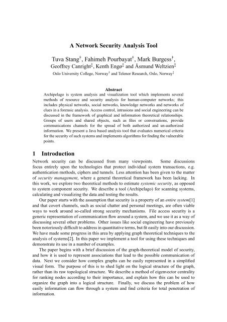 A Network Security Analysis Tool Tuva Stang†, Fahimeh ... - NIK