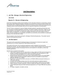 Job Description - Cloud Cap Technology