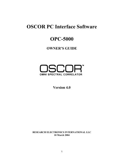 OSCOR PC Interface Software OPC-5000 - Research Electronics ...