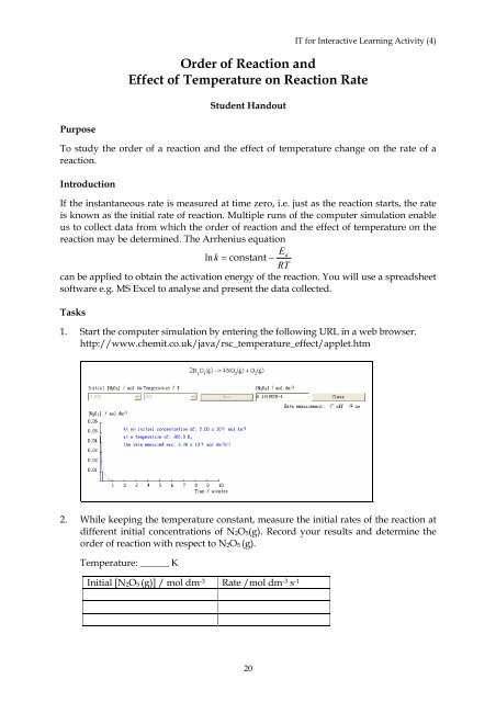 Order of Reaction and Effect of Temperature on Reaction Rate