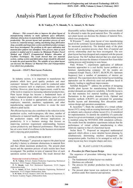 Analysis Plant Layout for Effective Production - International Journal ...
