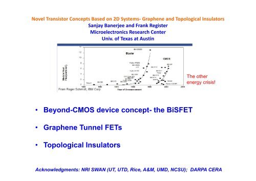 Beyond-CMOS device concept- the BiSFET â ¢ Graphene Tunnel FETs