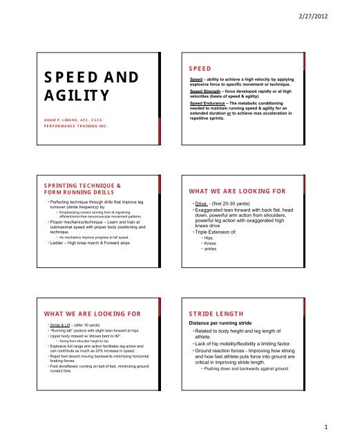 Speed and Agility Training