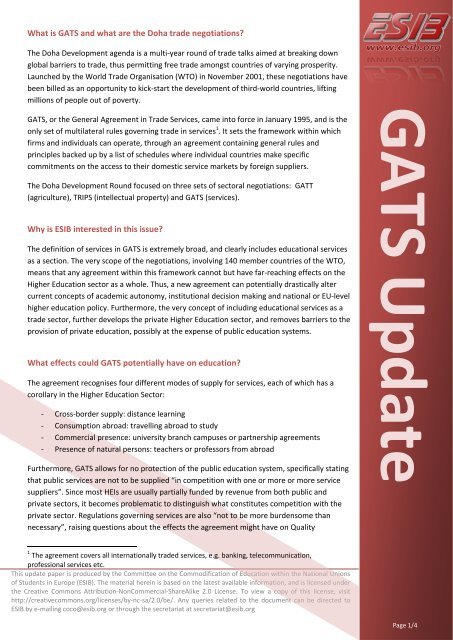 What is GATS and what are the Doha trade negotiations? Why is ...