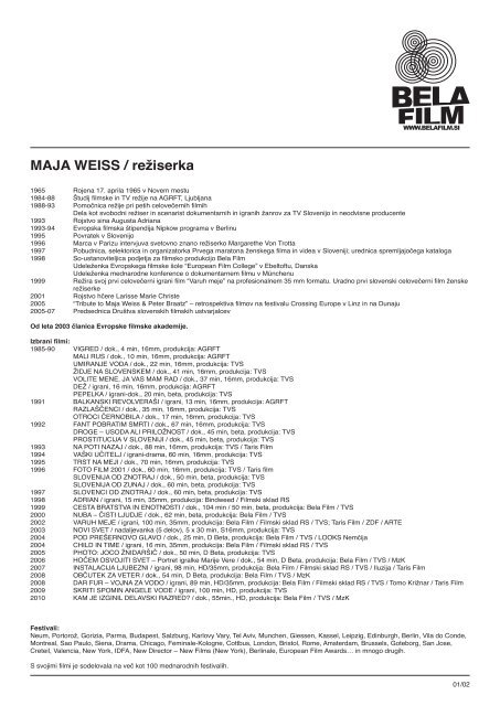 MAJA WEISS / režiserka - BELA FILM