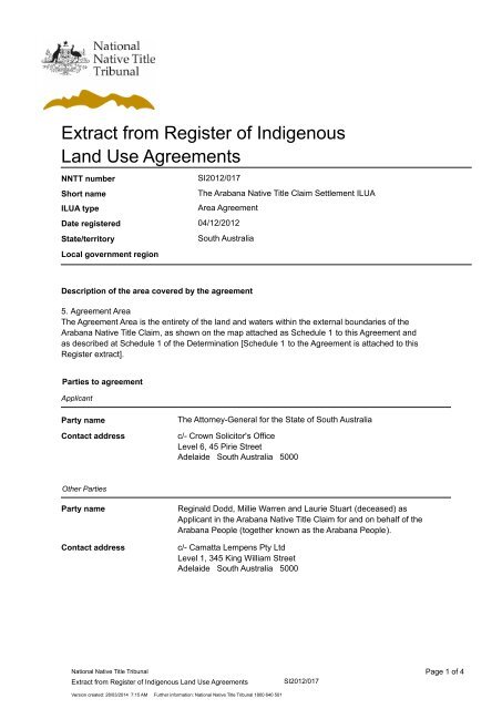 Register Extract - National Native Title Tribunal