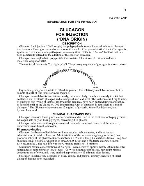 GLUCAGON FOR INJECTION (rDNA ORIGIN) - Eli Lilly and Company