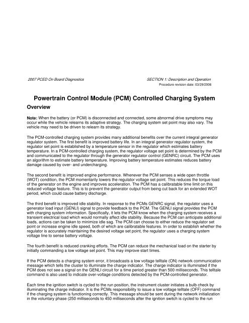 Powertrain Control Module (PCM) Controlled Charging System