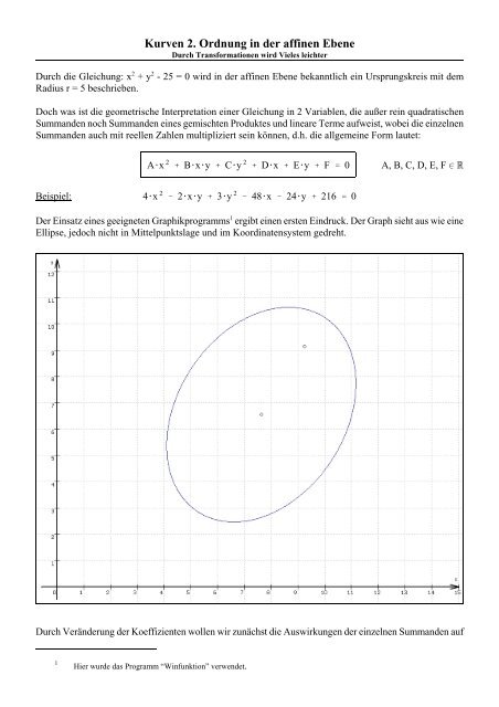 Kurven 2. Ordnung in der affinen Ebene