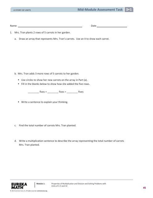 Lesson Mid-â Module Assessment Task 3â ¢1 2â ¢3 - Common Core