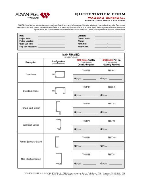 quote/order form - Wausau Window