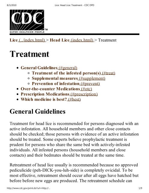 Lice: Head Lice: Treatment - CDC DPD