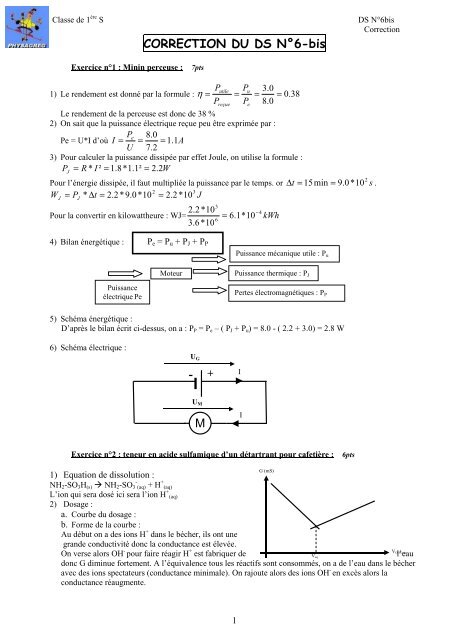 CORRECTION DU DS NÂ°6-bis - + M - Physagreg