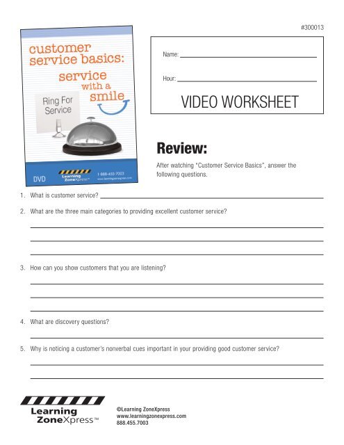 VIDEO WORKSHEET - Learning Zone Express