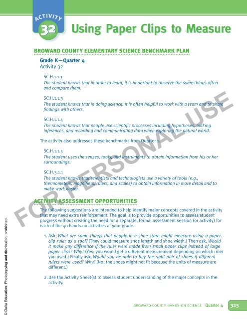 32. Using Paper Clips to Measure - Delta Education