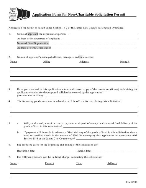 Solicitation Permit Application - James City County