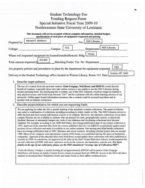 02 Library - Student Technology - Northwestern State University
