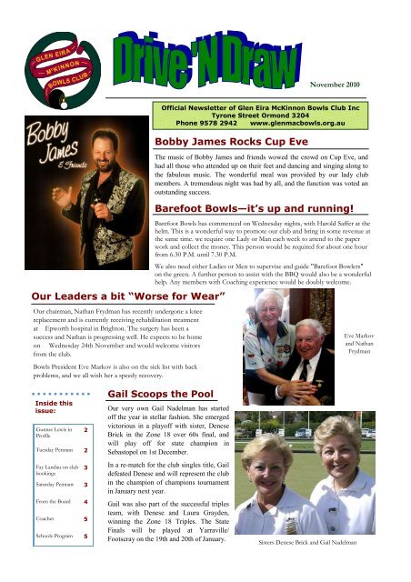 Bobby James Rocks Cup Eve - Glen Eira McKinnon Bowls Club