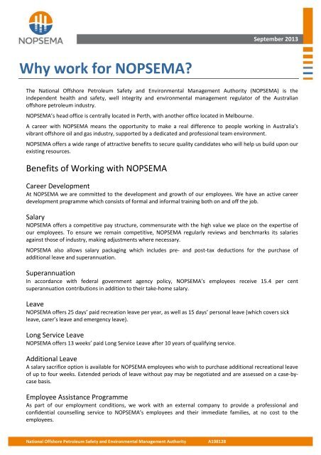 Why work for NOPSEMA?