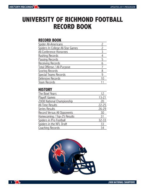 university of richmond football record book - RichmondSpiders.com