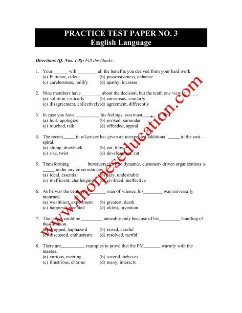 English Test Paper - 3.pdf - Thorpes Education