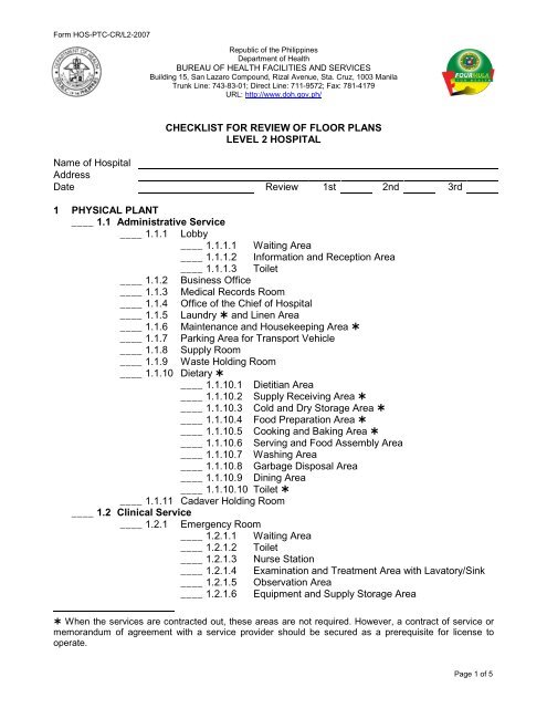 Review - Level 2 Hospital - DOH