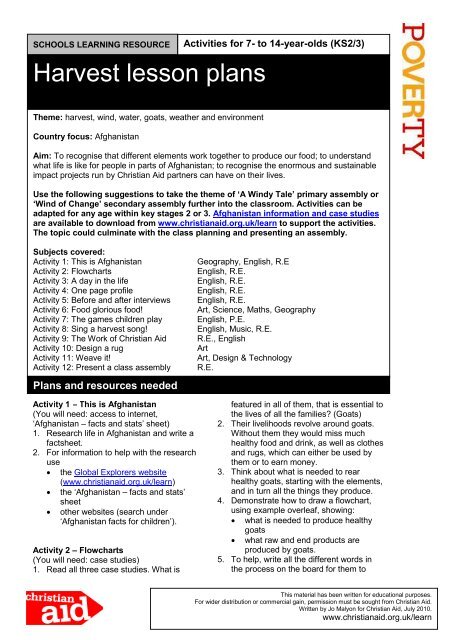 Harvest lesson plans - Learn - Christian Aid