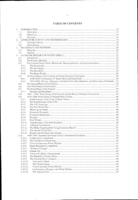 TABLE OF CONTENTS - Water Research Commission